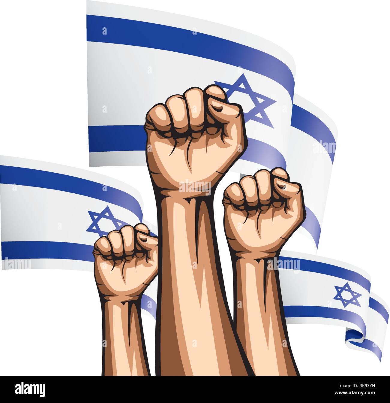 Israel flag and hand on white background. Vector illustration Stock ...