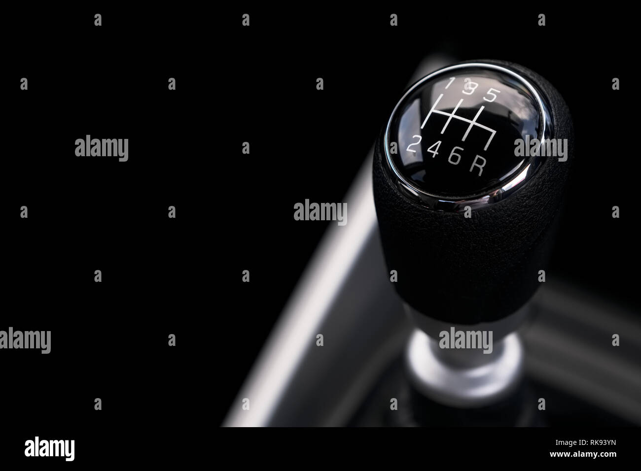 Gearbox gear stick manual control of power in car interior Stock Photo ...