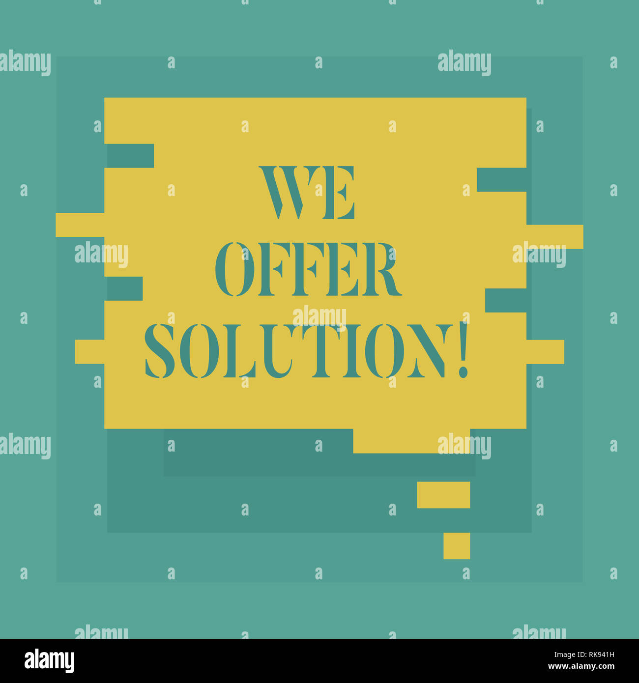 Conceptual hand writing showing We Offer Solution. Business photo showcasing give means of ...