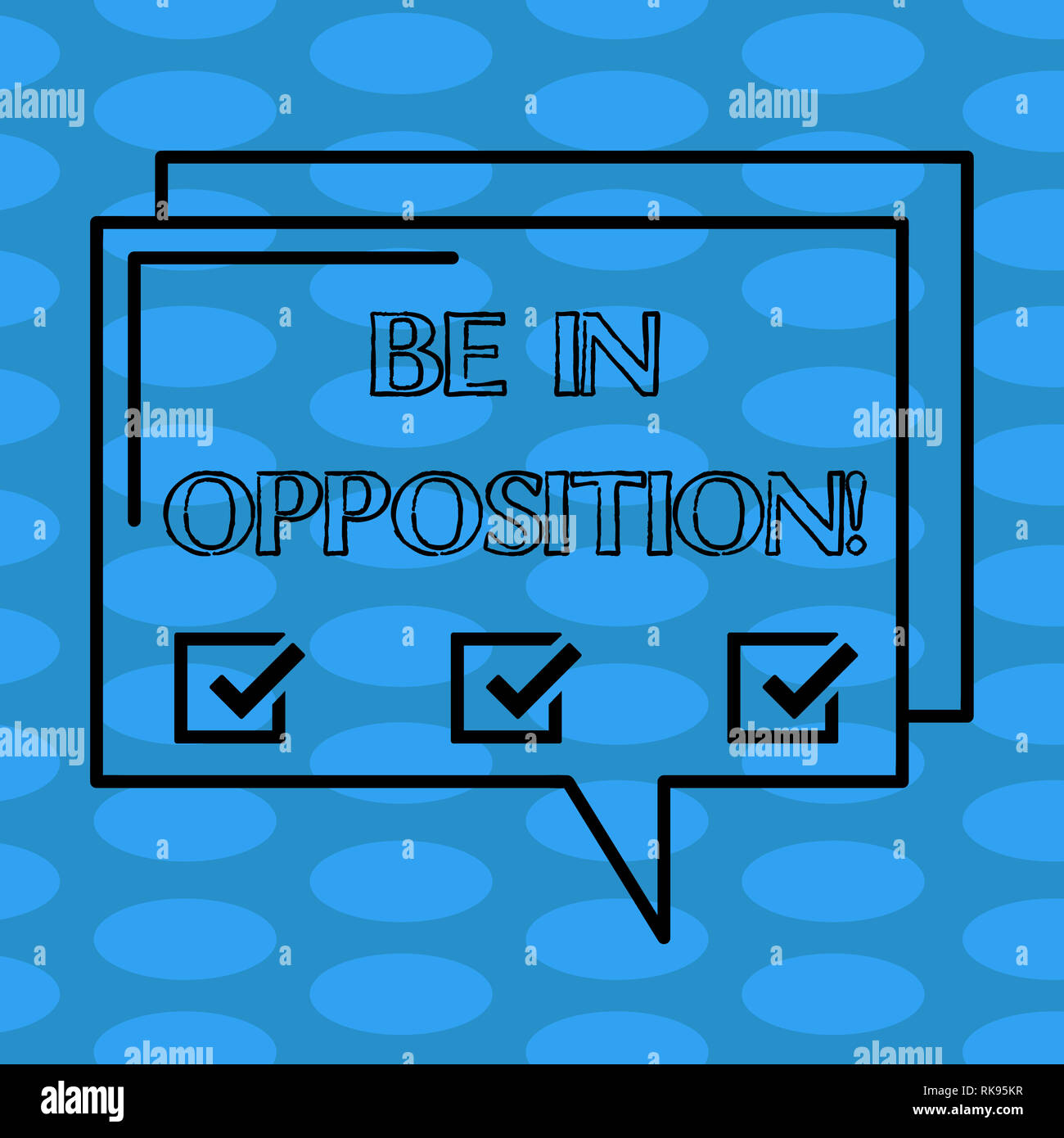 Word writing text Be In Opposition. Business concept for in contrast or ...