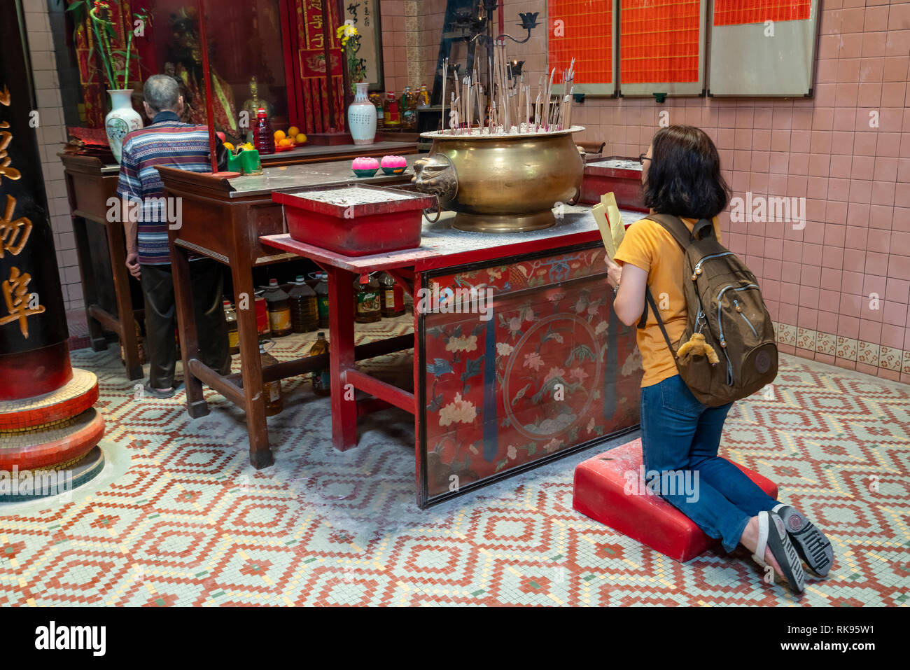 Kuala Lumpur, Malaysia. January 2019. Faithful pray in froint of the ...
