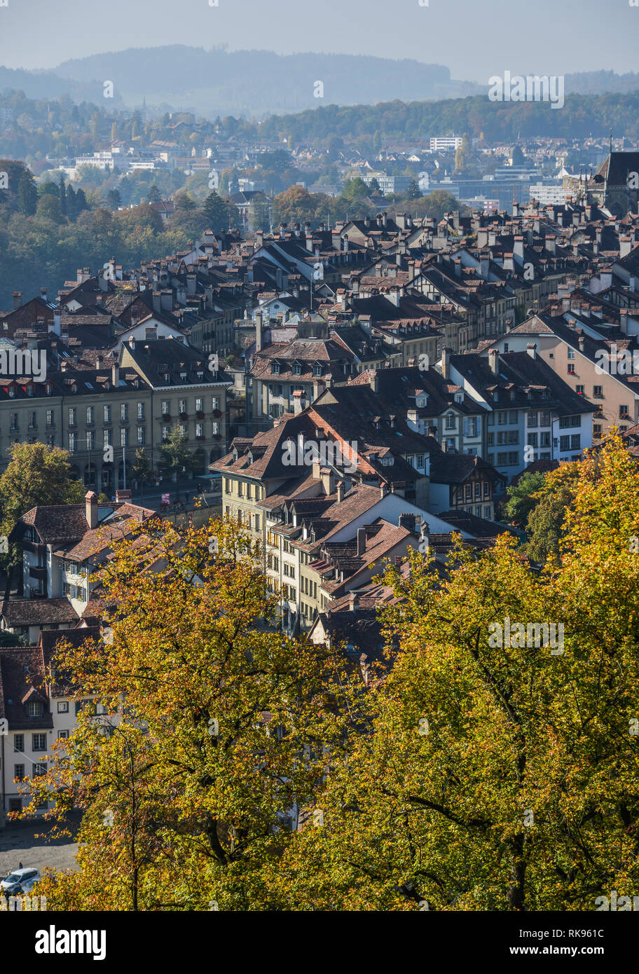Aerial view of Medieval Town in Bern, Switzerland. The historic old ...