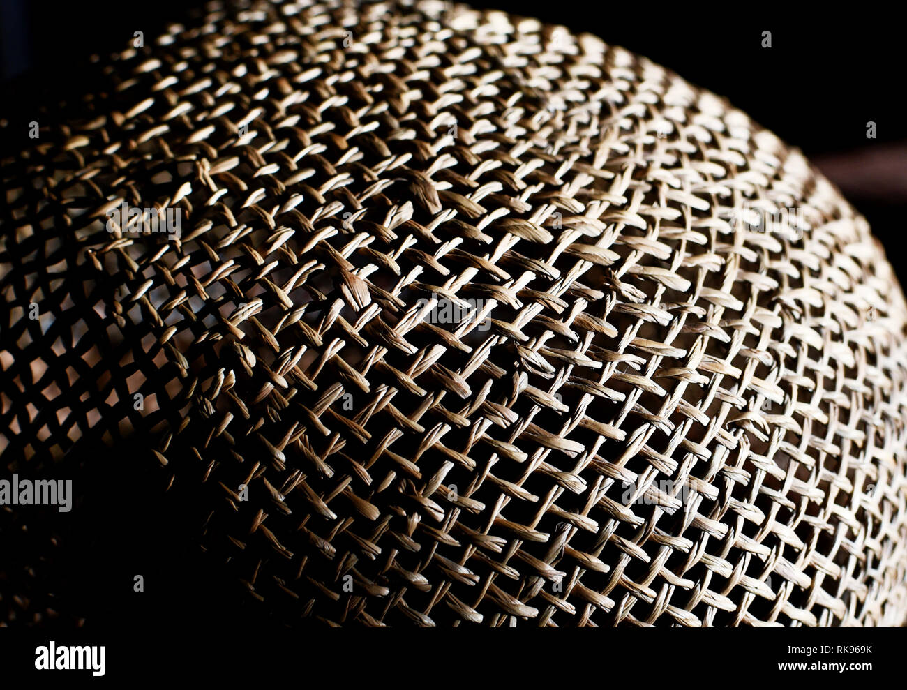 Texture of the straw hat, close-up, background pattern of the weave ...