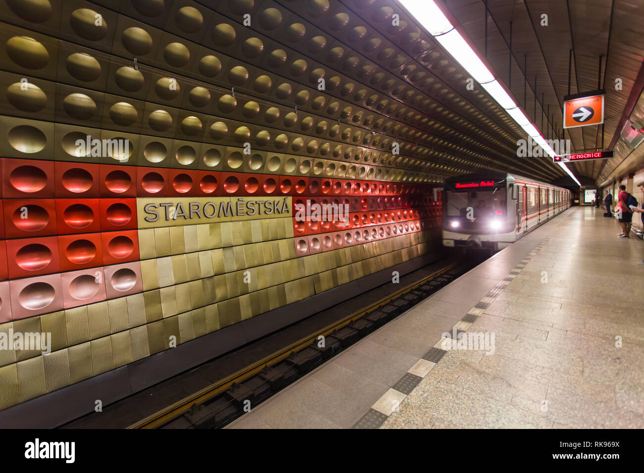 PRAGUE, CZECH REPUBLIC - JUNE 7, 2017: A metro underground station of ...