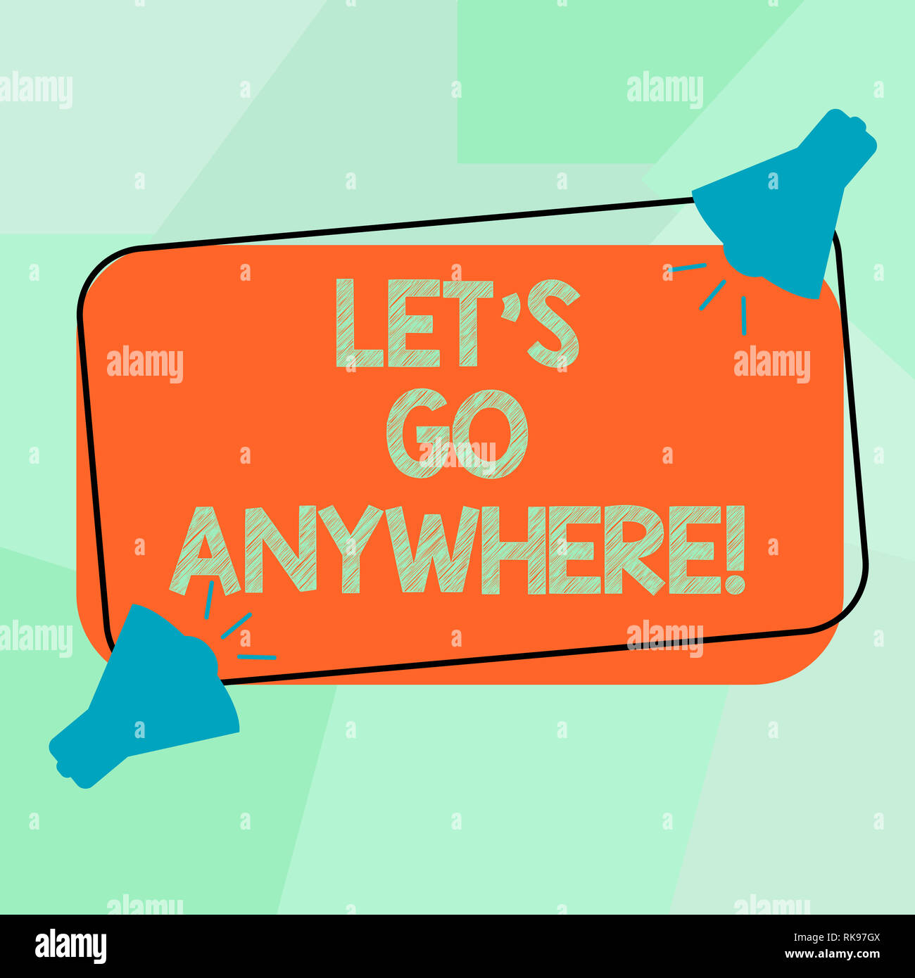 Conceptual hand writing showing Let S Go Anywhere. Business photo text ...