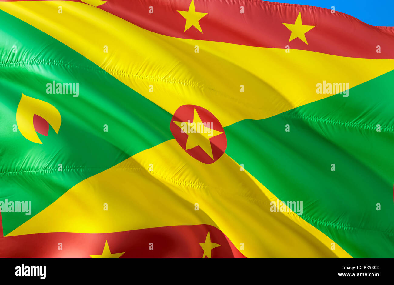 Grenada flag. 3D Waving flag design. The national symbol of Grenada, 3D ...