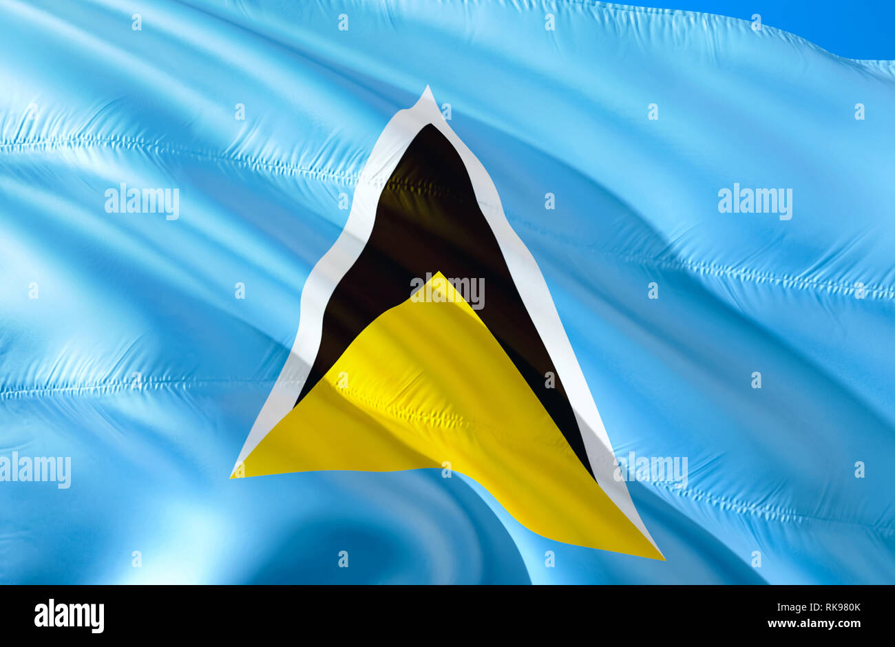 Saint Lucia flag. 3D Waving flag design. The national symbol of Saint ...