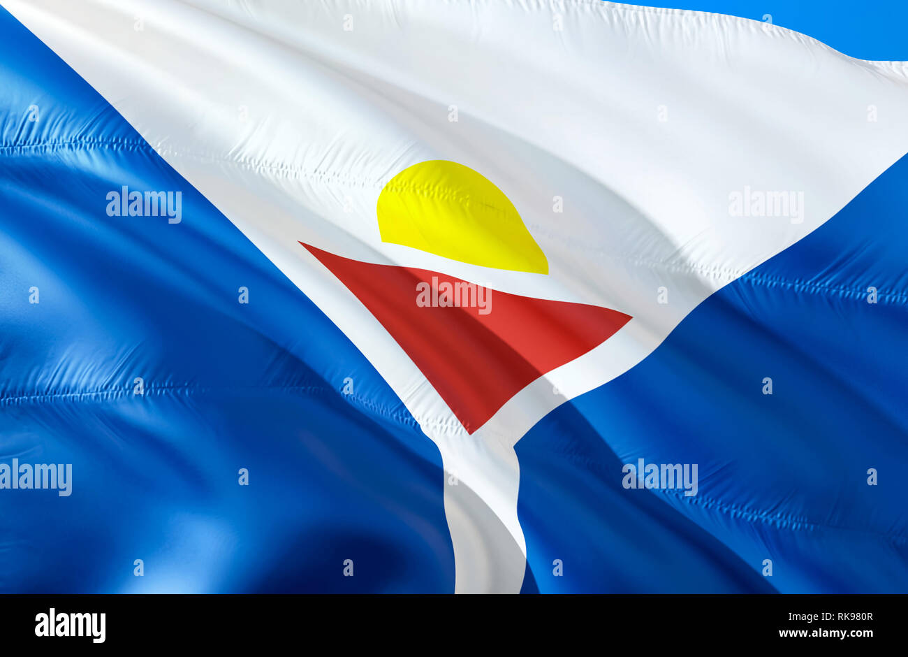 Saint Martin flag. 3D Waving flag design. The national symbol of Saint ...