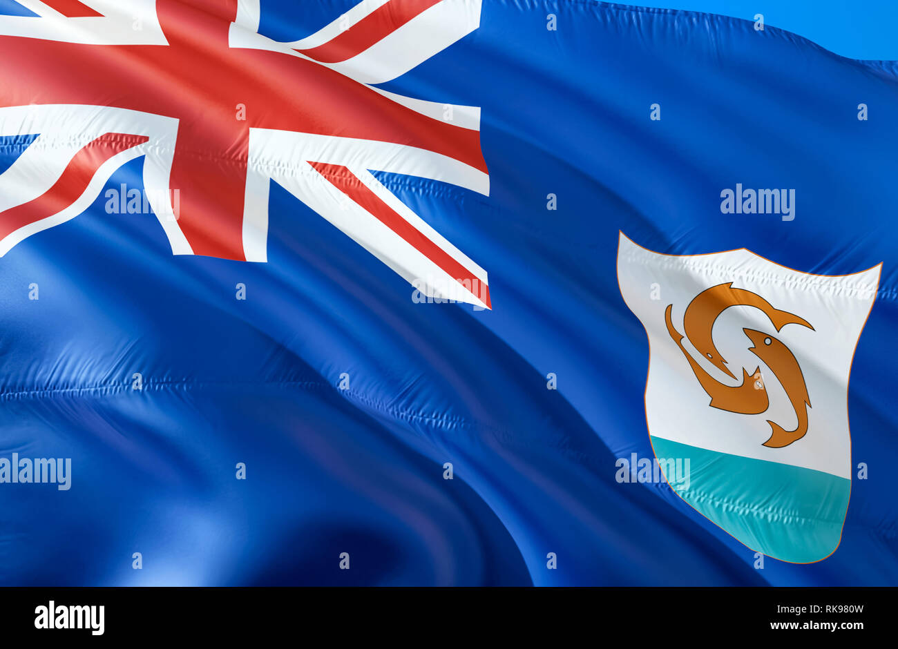 Anguilla flag. 3D Waving flag design. The national symbol of Anguilla ...