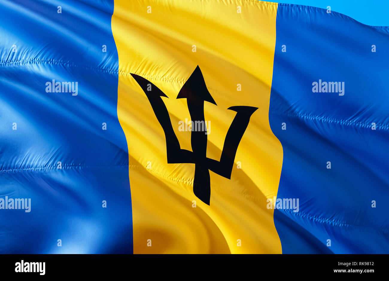 Barbados flag. 3D Waving flag design. The national symbol of Barbados ...