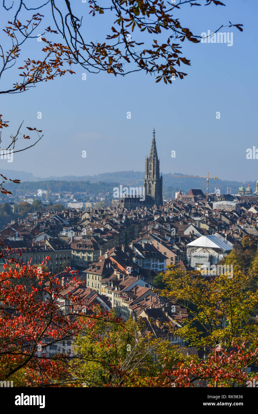 Aerial view of Medieval Town in Bern, Switzerland. The historic old ...