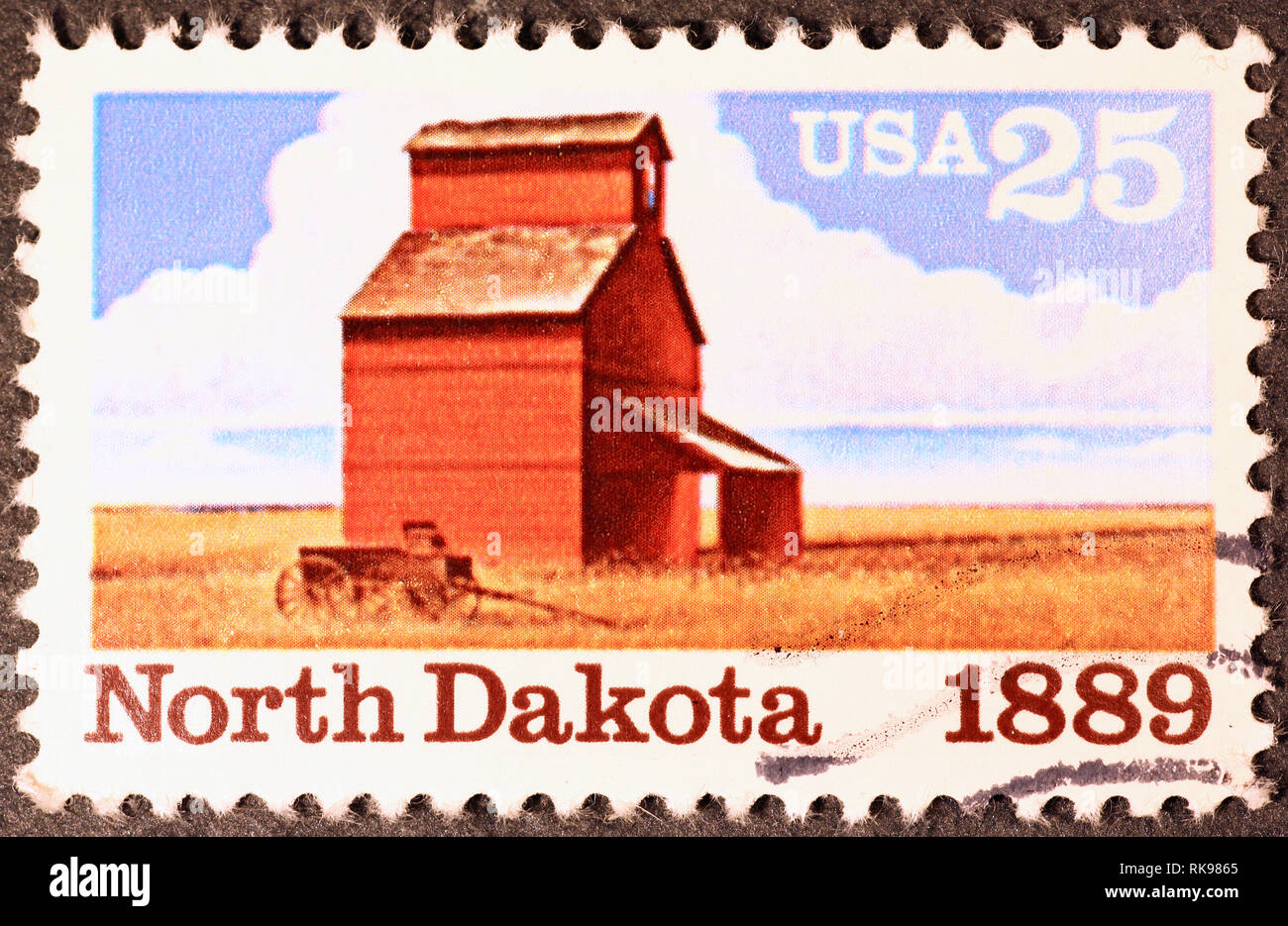 Barn of South Dakota on american postage stamp Stock Photo - Alamy