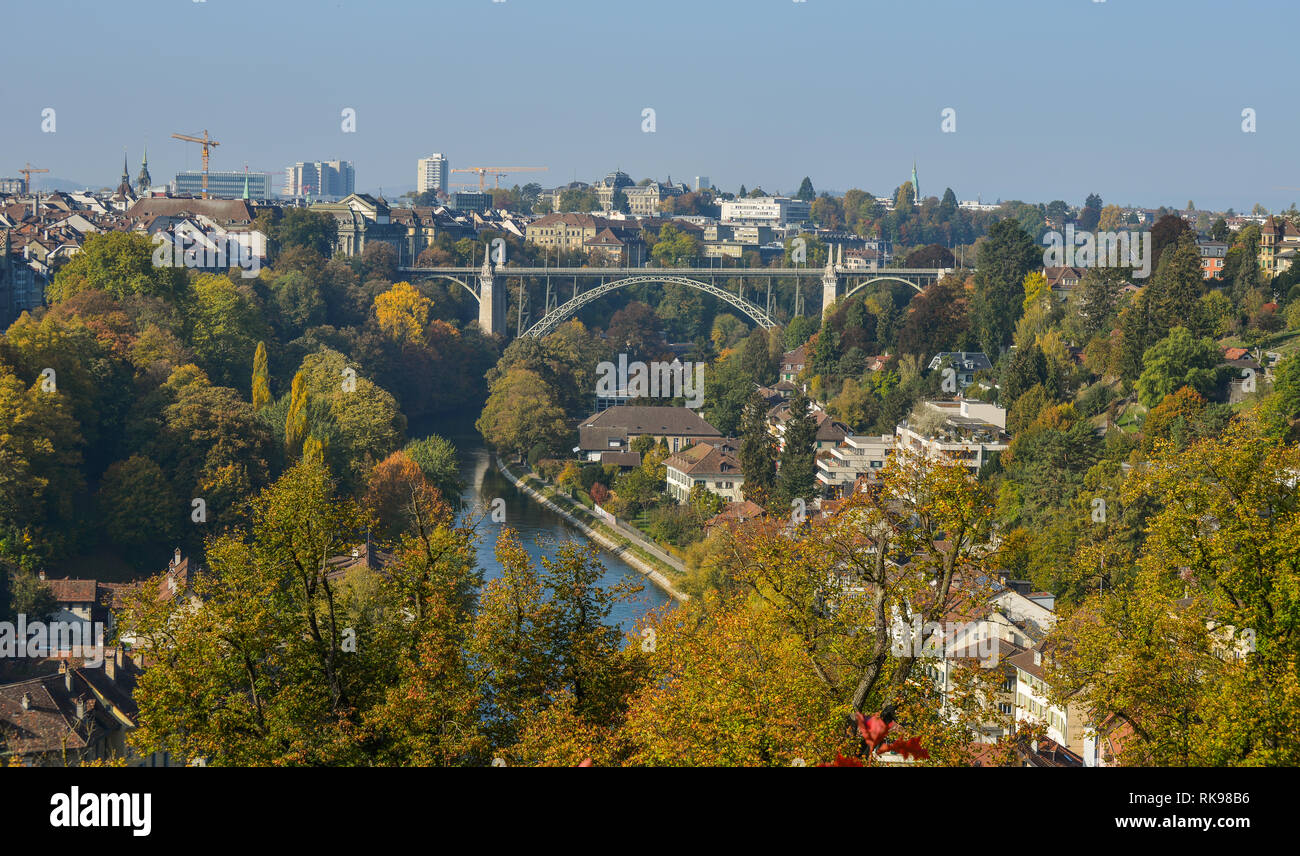 Beautiful landscape of Bern with old bridge. Bern is capital of ...