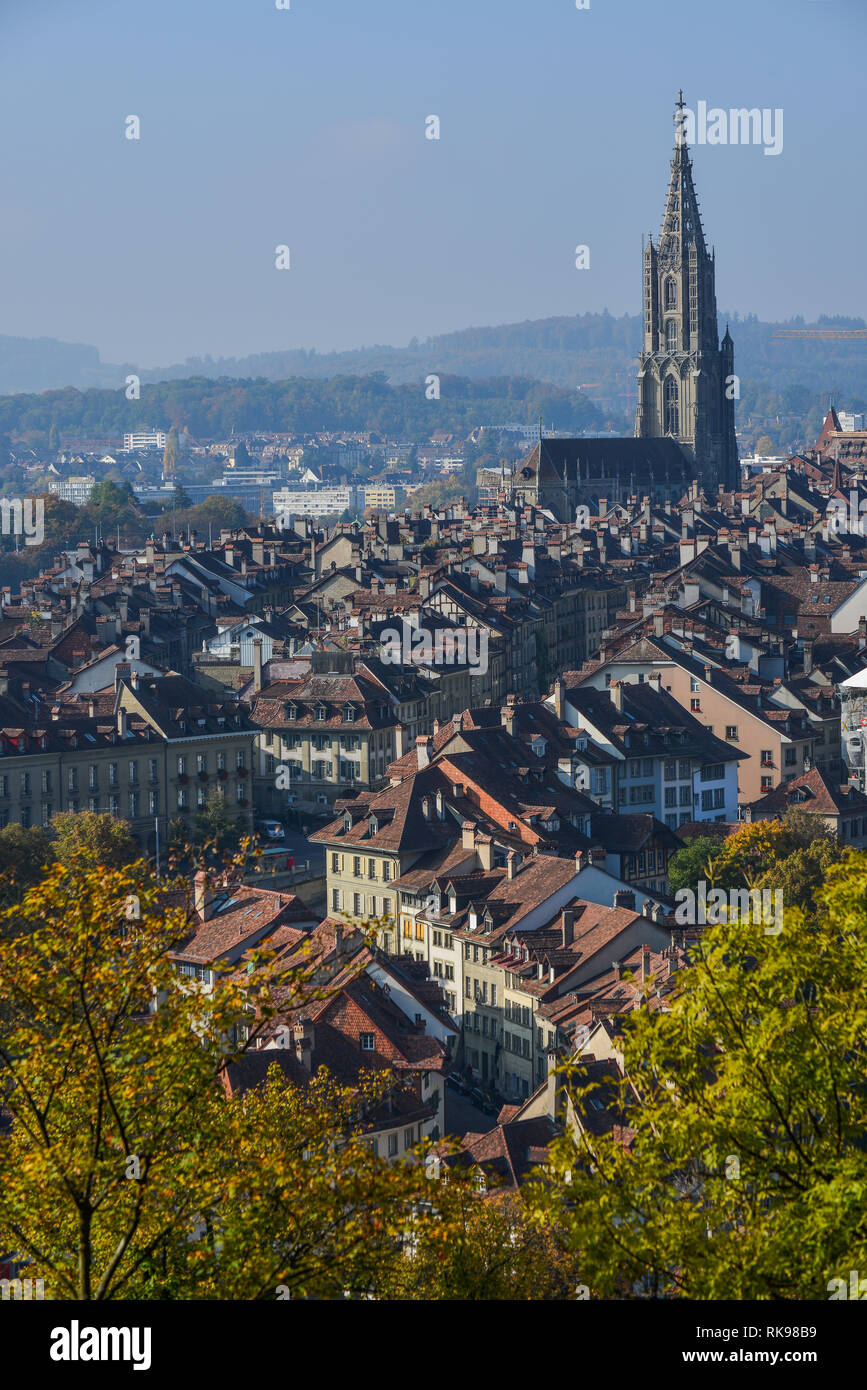 Aerial view of Medieval Town in Bern, Switzerland. The historic old ...