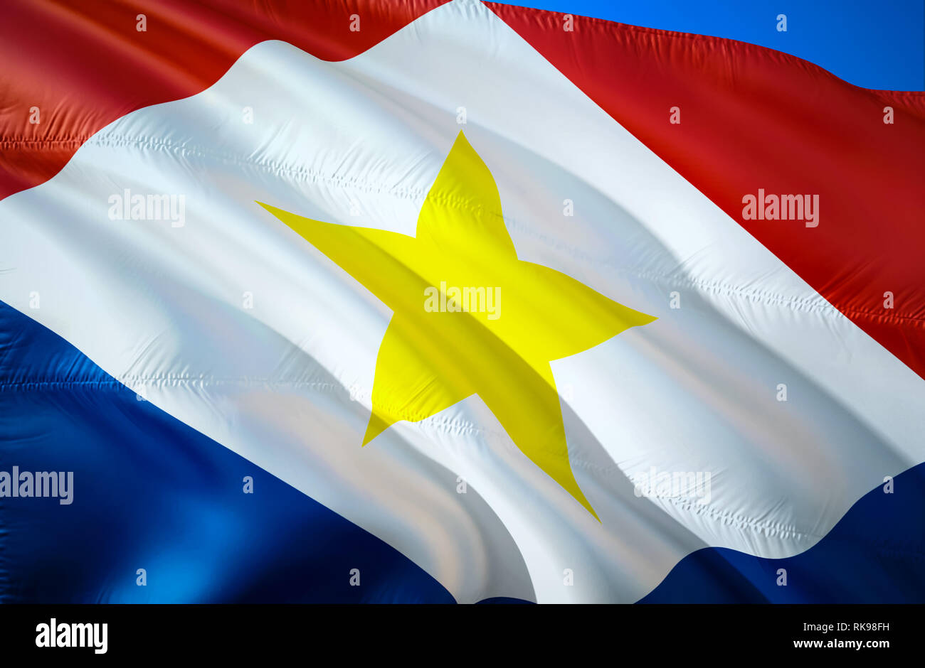 Saba island flag. 3D Waving Caribbean flag design. The national symbol ...