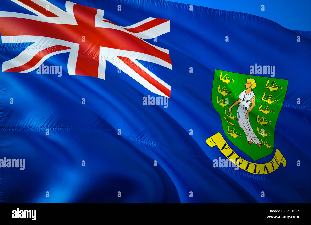 Virgin Islands flag. 3D Waving Caribbean flag design. The national ...
