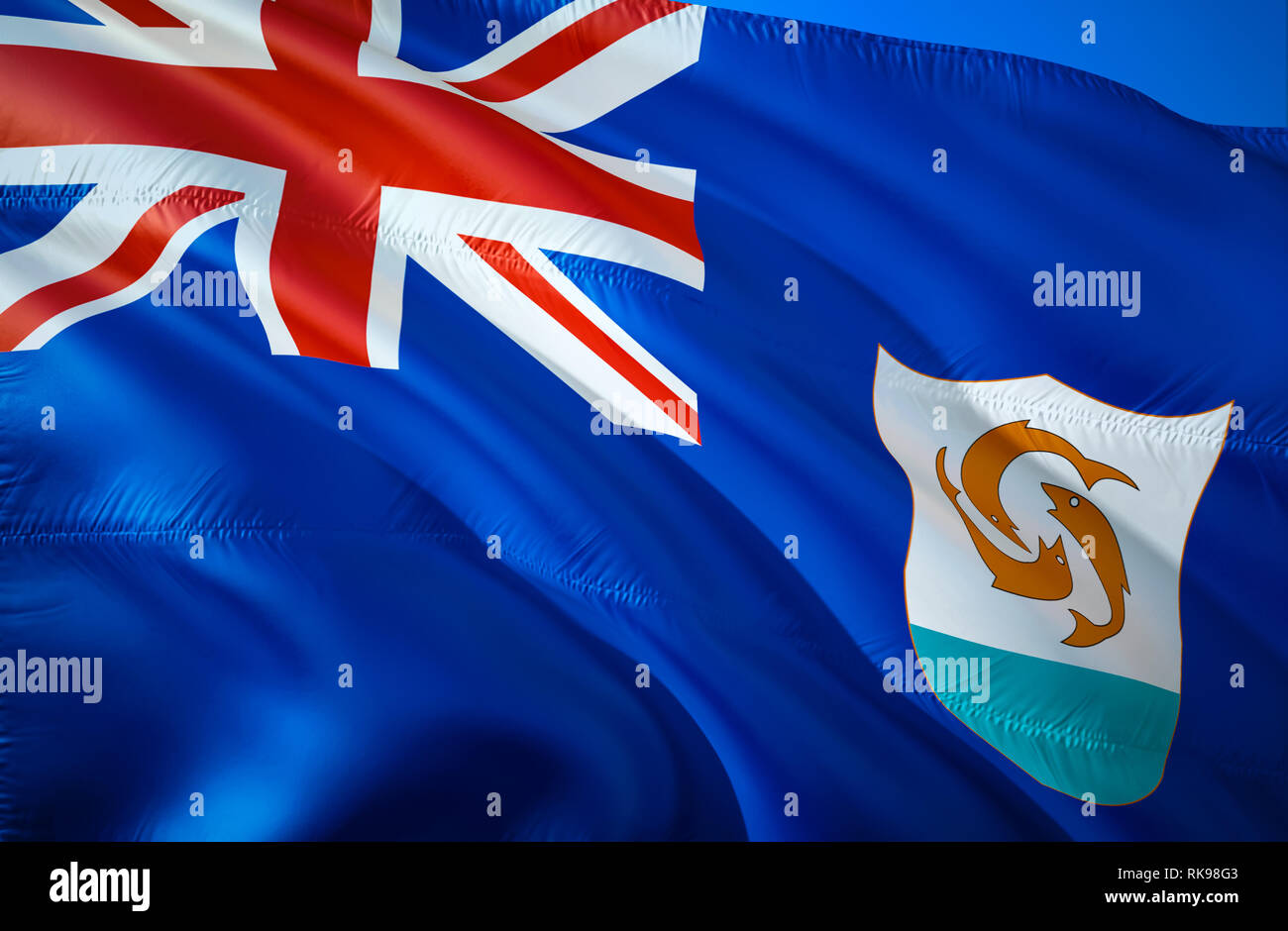 Anguilla flag. 3D Waving flag design. The national symbol of Anguilla ...