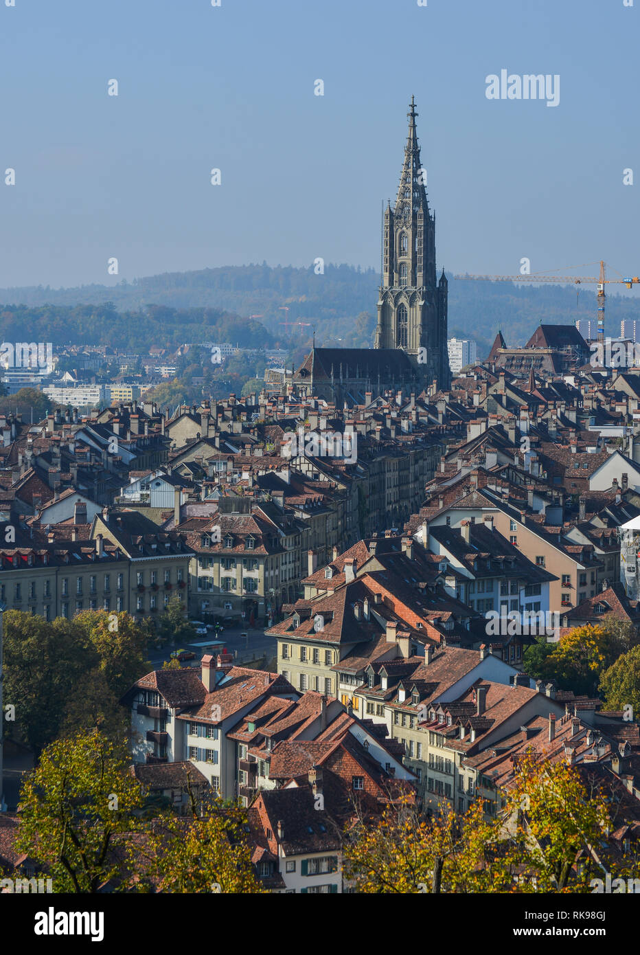 Aerial view of Medieval Town in Bern, Switzerland. The historic old ...