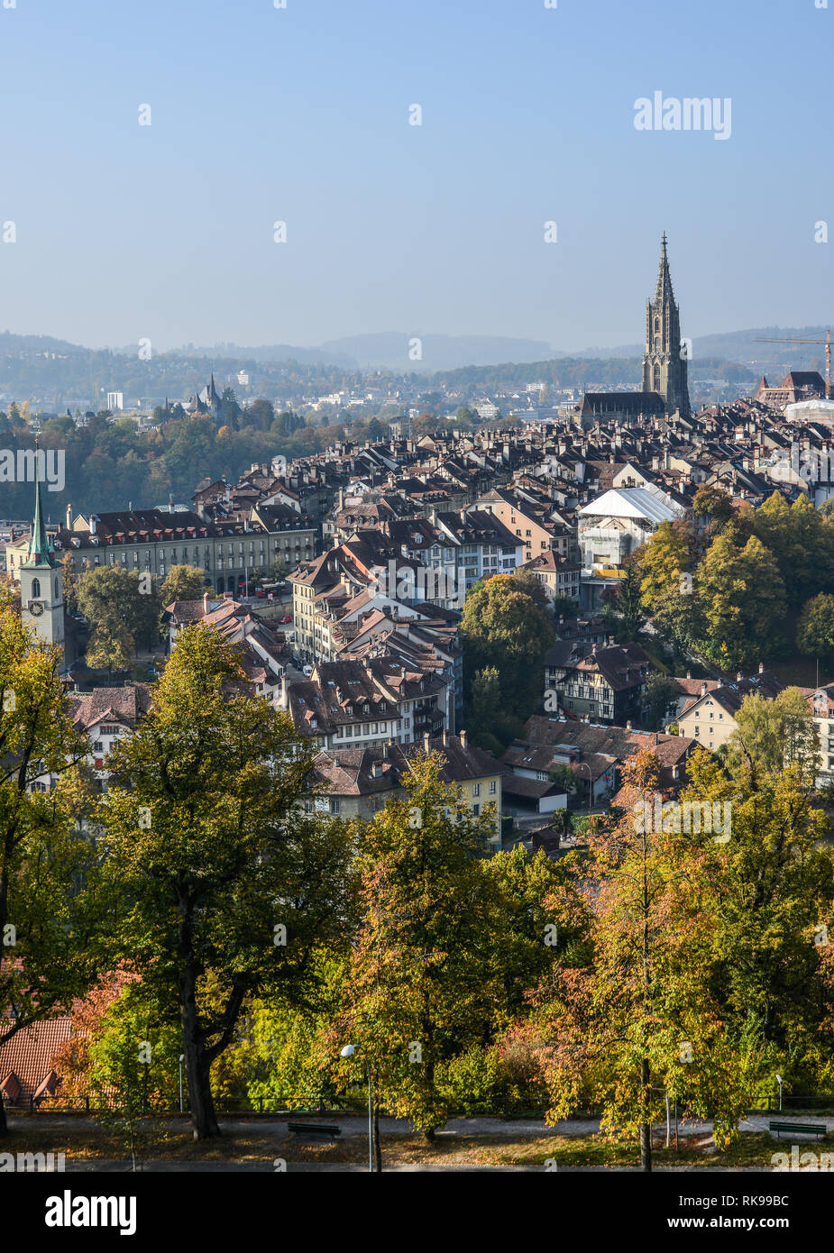 Aerial view of Medieval Town in Bern, Switzerland. The historic old ...