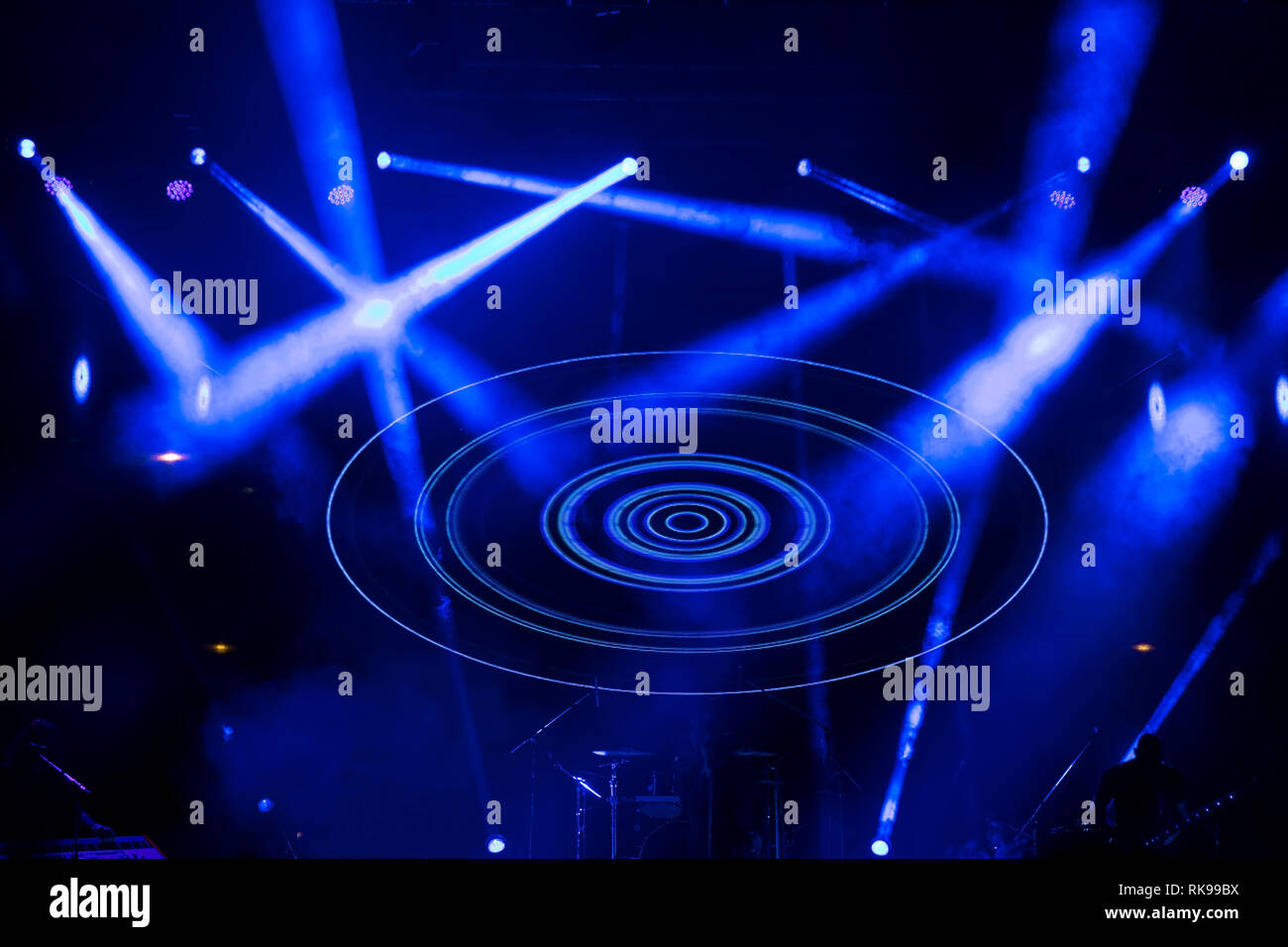 Concert stage with the rays of light Stock Photo - Alamy