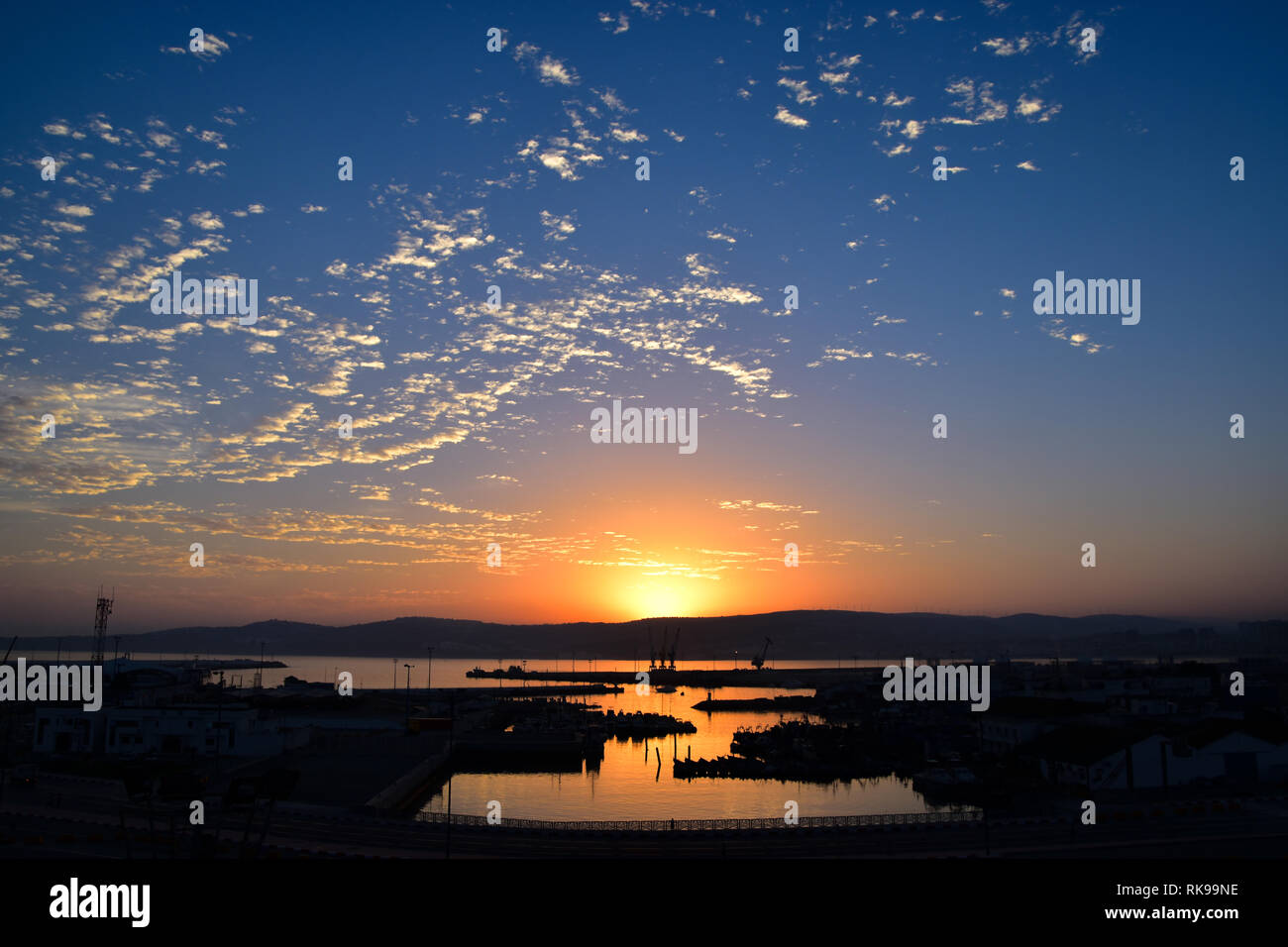 Sunrise at Port of Tangier, Tangier, Morocco, North Africa Stock Photo ...