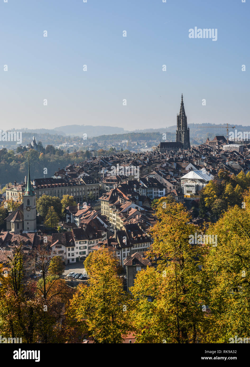 Aerial view of Medieval Town in Bern, Switzerland. The historic old ...