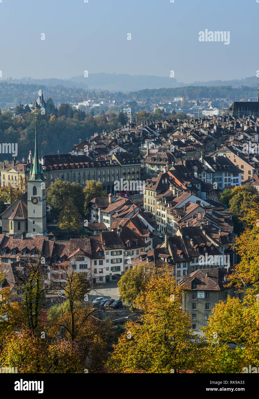 Aerial view of Medieval Town in Bern, Switzerland. The historic old ...