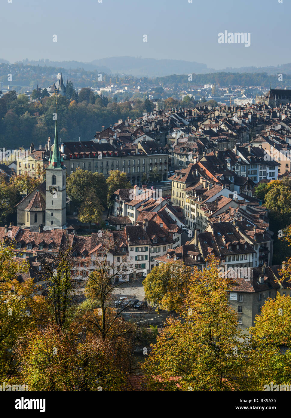Aerial view of Medieval Town in Bern, Switzerland. The historic old ...