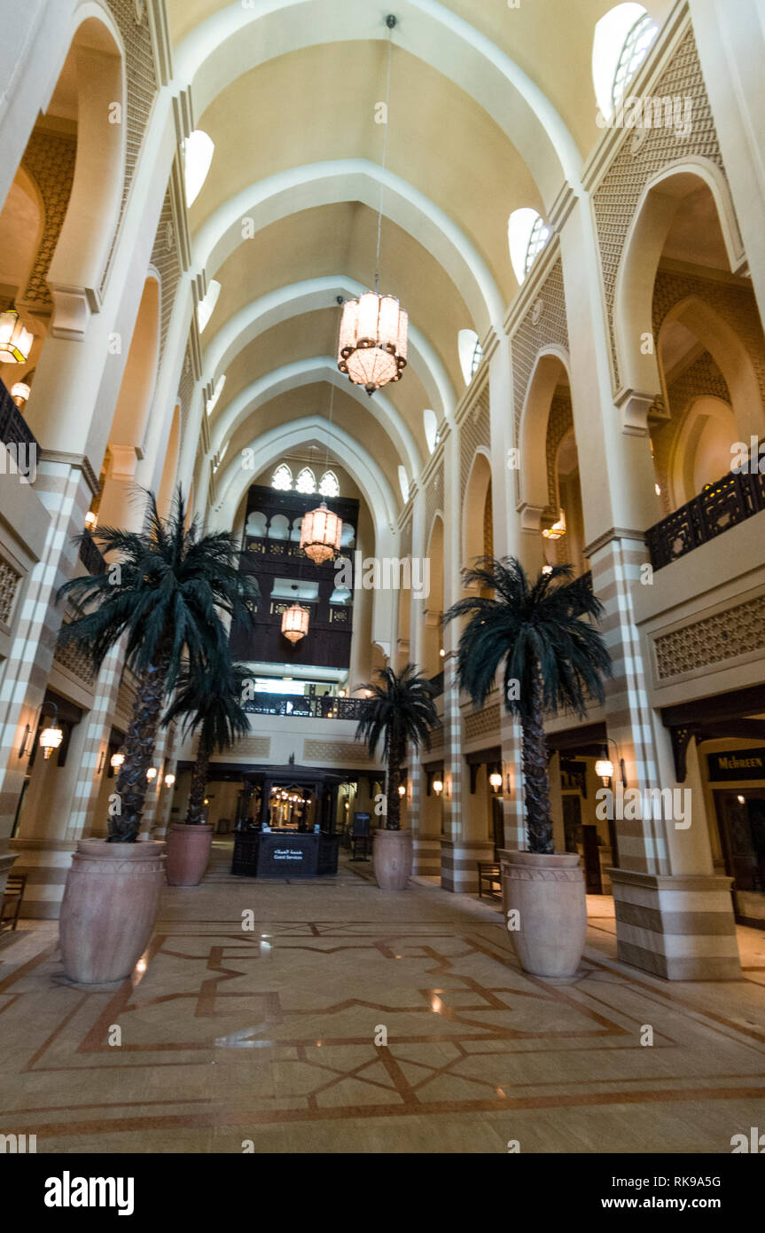 High sweeping arches inside the Souk Al Bahar, an Arabic-style shopping ...