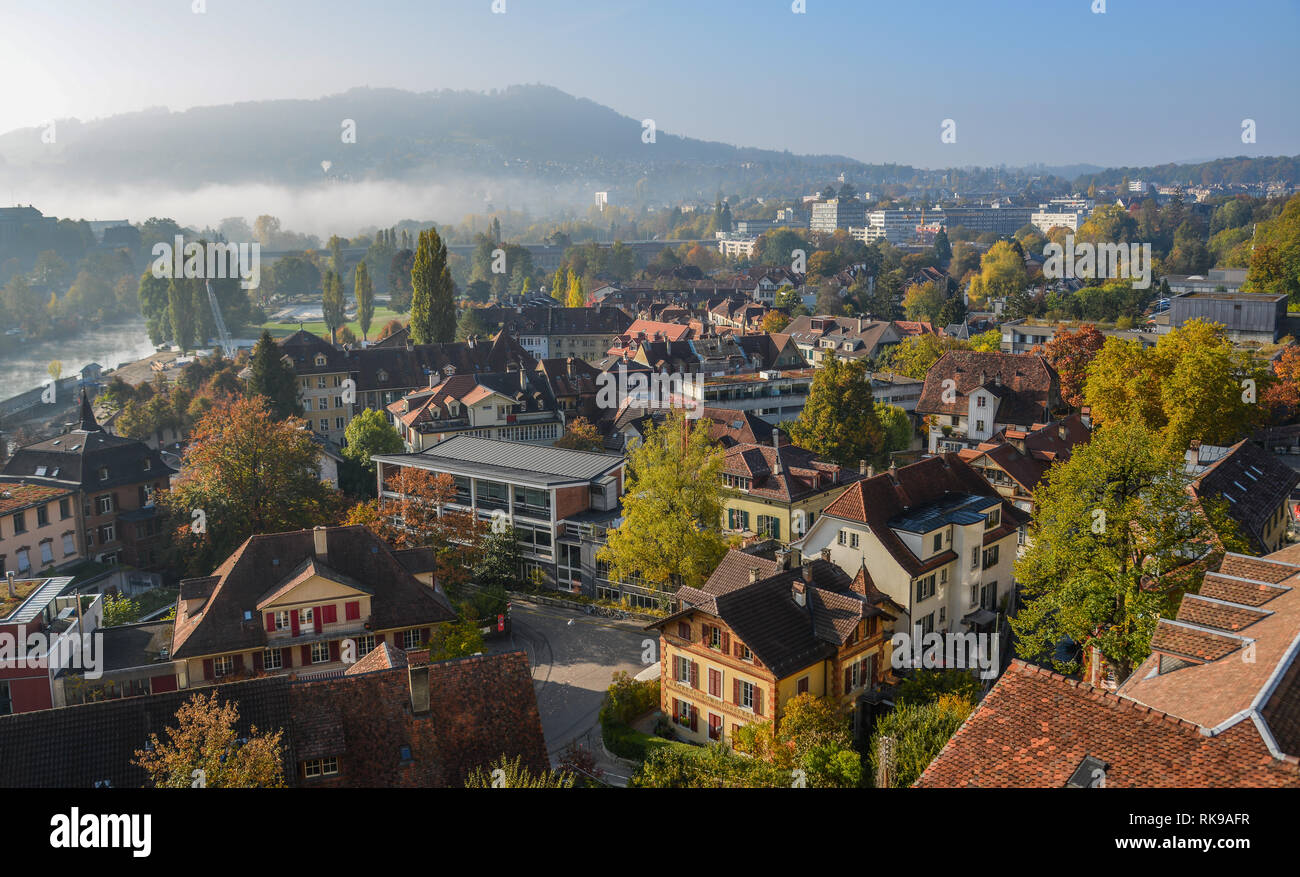 Aerial view of Medieval Town in Bern, Switzerland. The historic old ...