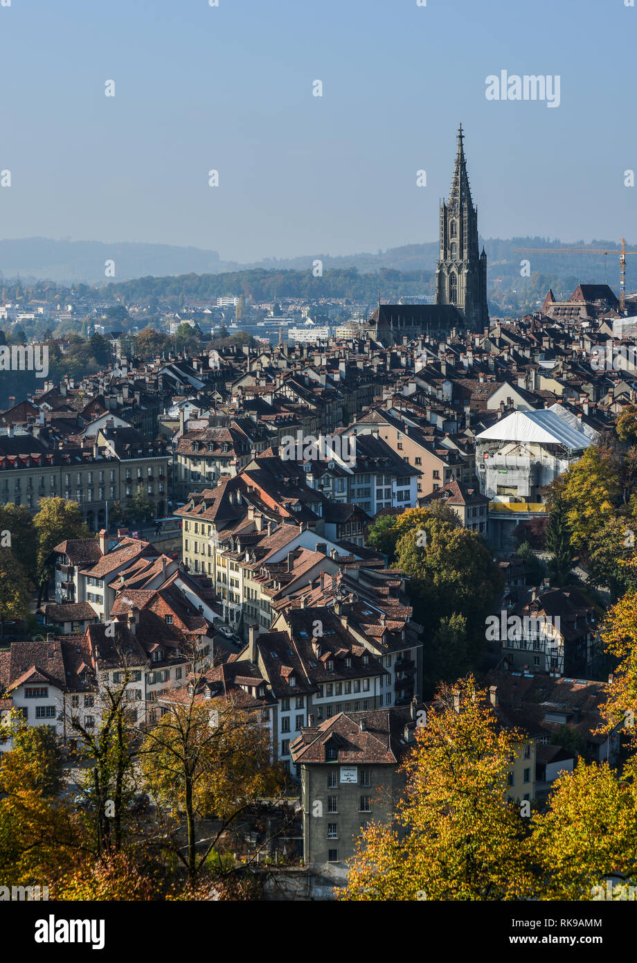 Aerial view of Medieval Town in Bern, Switzerland. The historic old ...