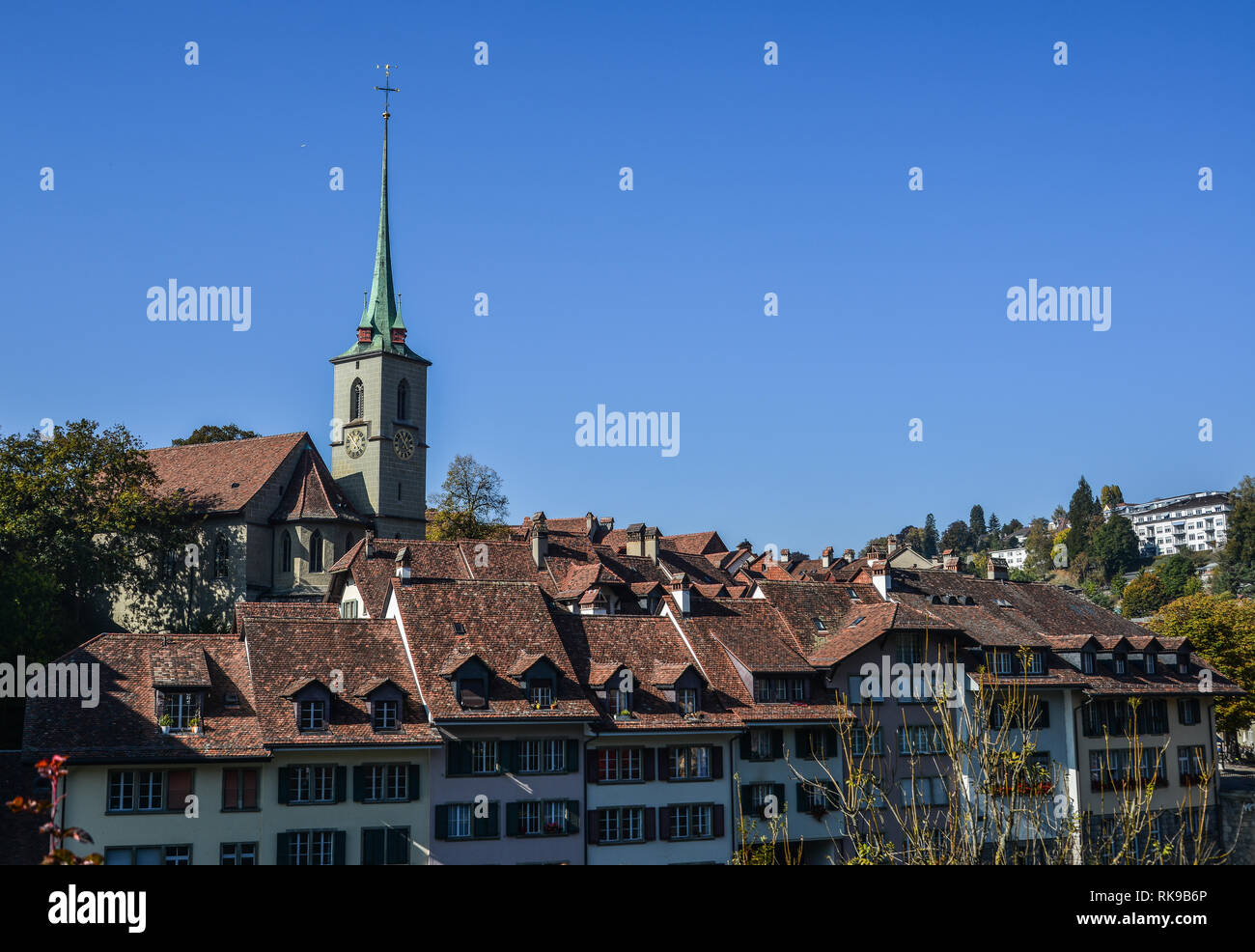 Aerial view of Medieval Town in Bern, Switzerland. The historic old ...
