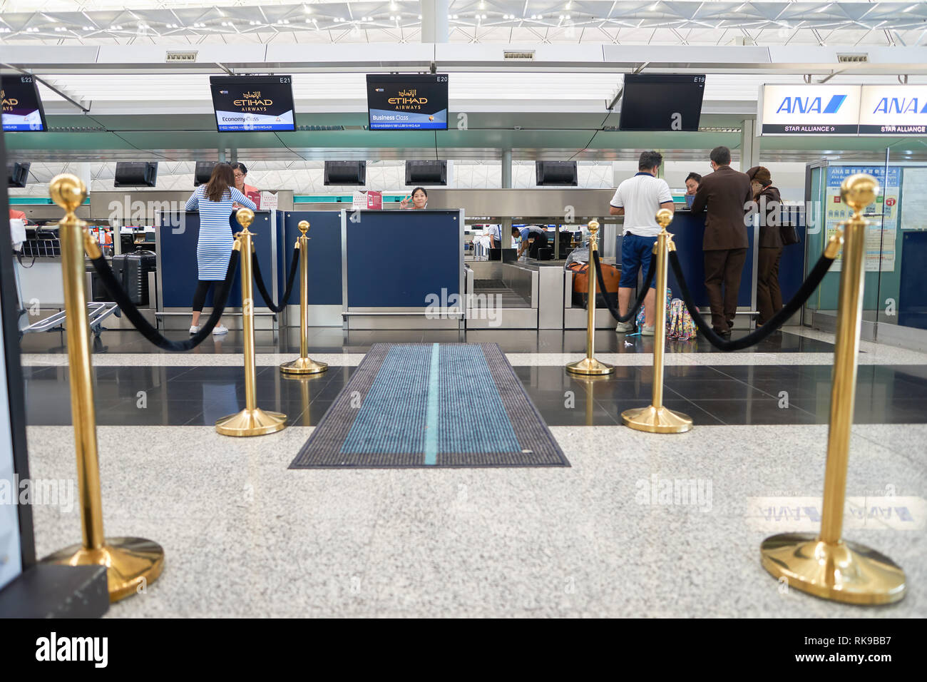 HONG KONG - MAY 12, 2016: design of Etihad check in counters at ...