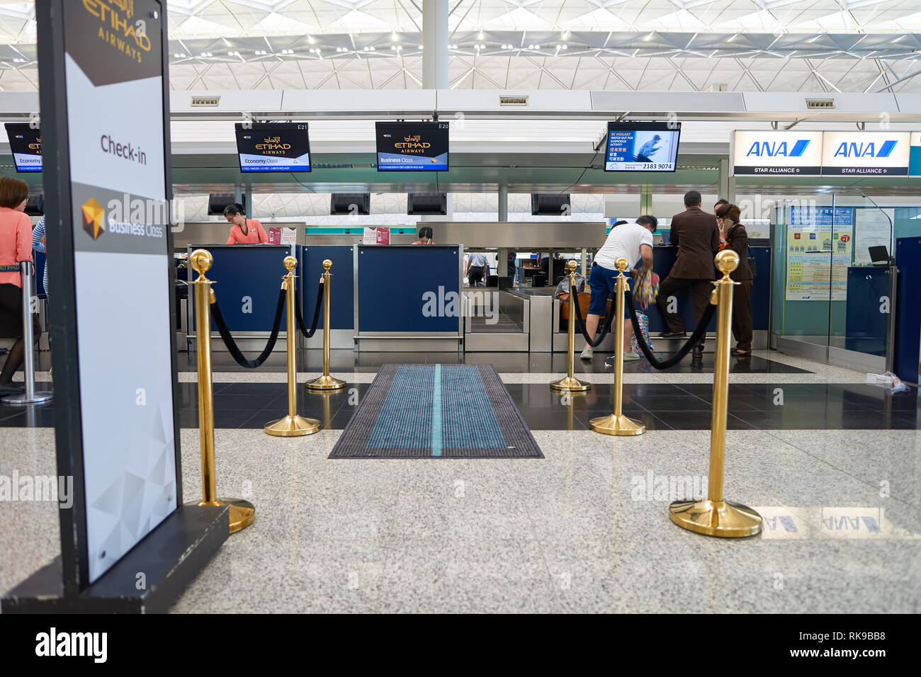 HONG KONG - MAY 12, 2016: design of Etihad check in counters at ...