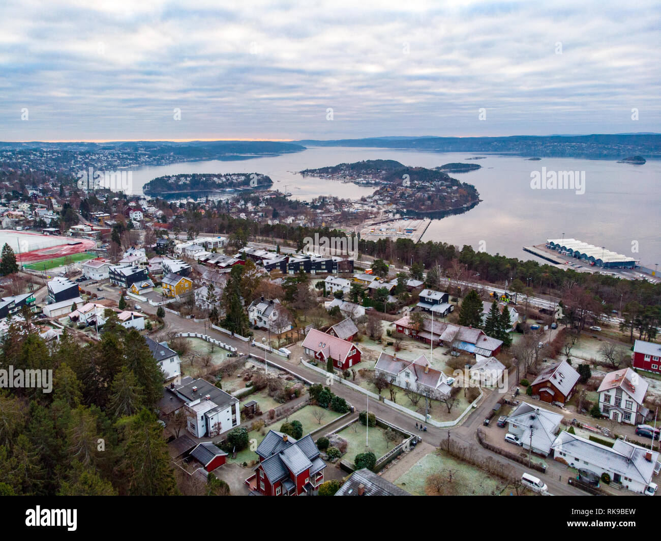 Aerial photo of the Oslo fjord, Norway Stock Photo - Alamy