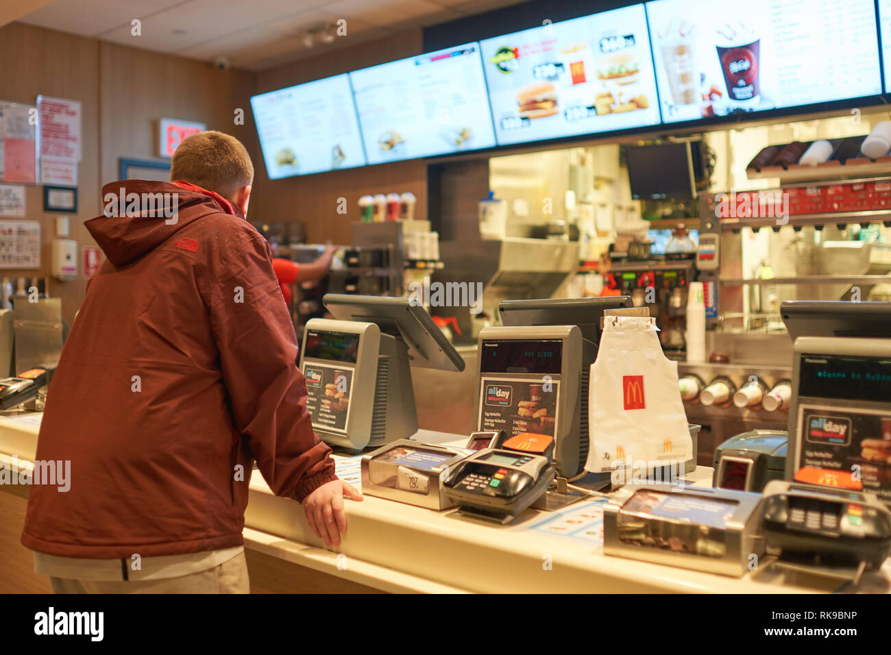 NEW YORK - CIRCA MARCH, 2016: inside of McDonald's restaurant. McDonald ...