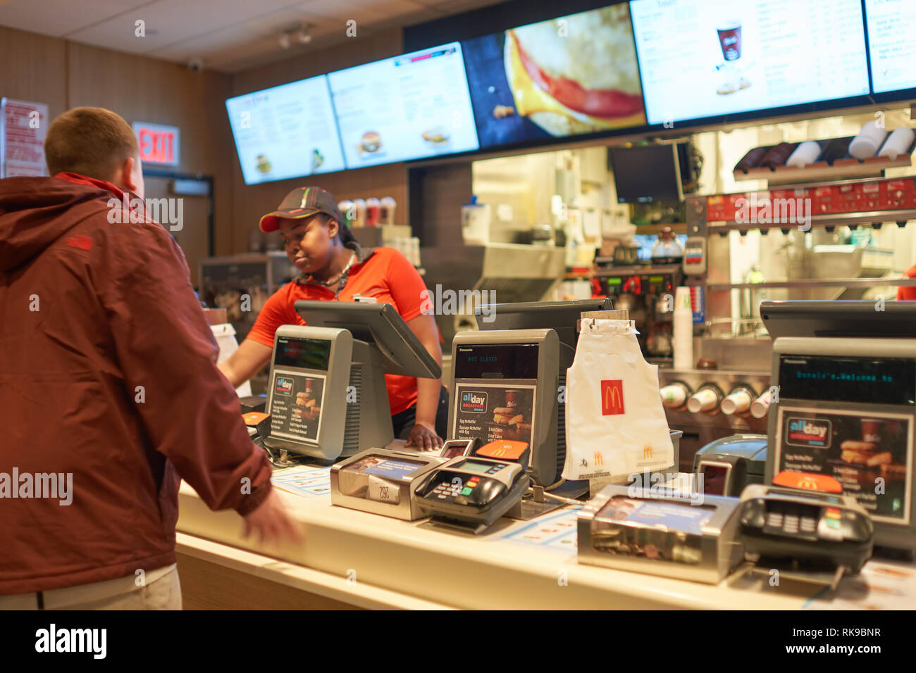 NEW YORK - CIRCA MARCH, 2016: inside of McDonald's restaurant. McDonald ...