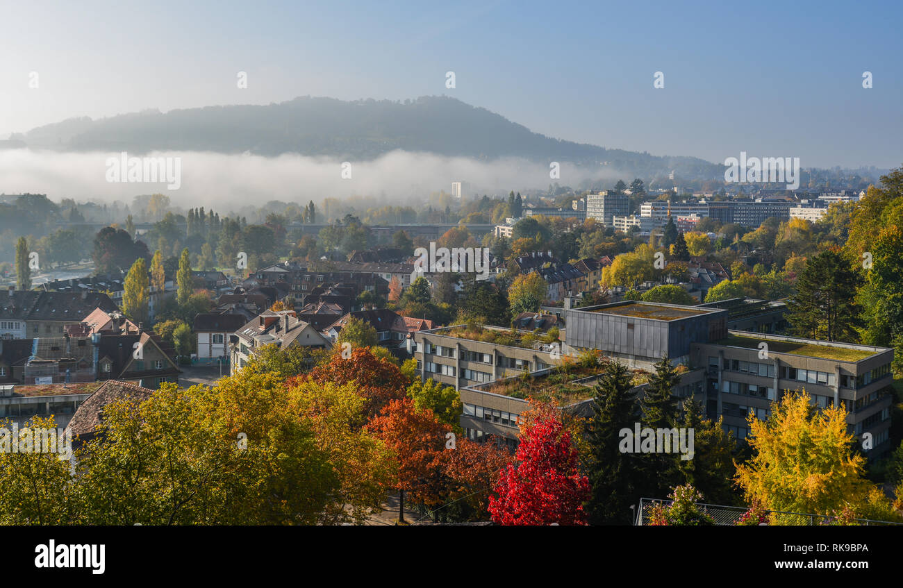 Aerial view of Medieval Town in Bern, Switzerland. The historic old ...