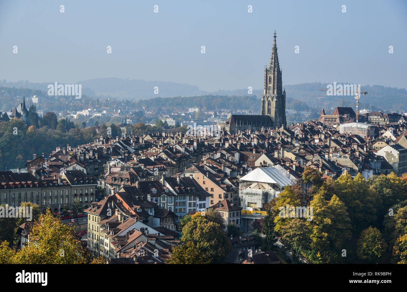 Aerial view of Medieval Town in Bern, Switzerland. The historic old ...