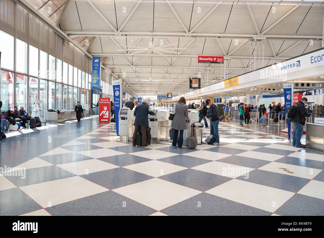CHICAGO - APRIL 05, 2016: inside of O'Hare International Airport. O ...