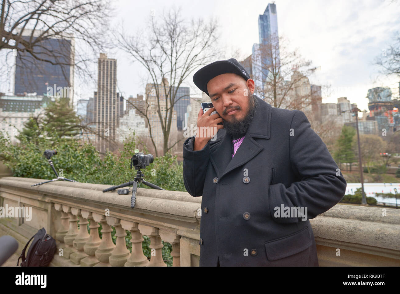 NEW YORK - CIRCA MARCH, 2016: outdoor portrait of man in Central Park ...