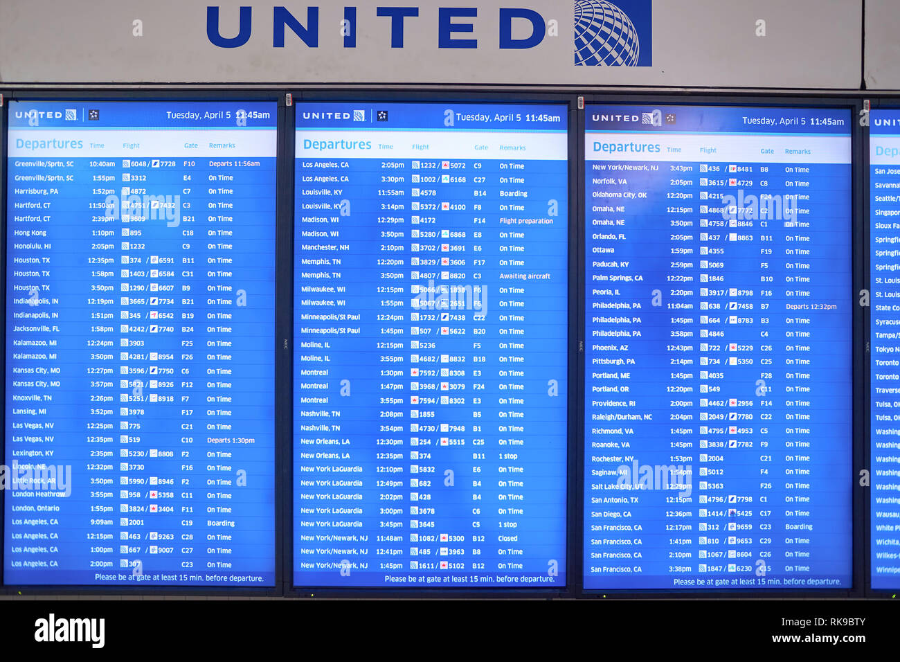 CHICAGO - APRIL 05, 2016: inside of O'Hare International Airport. O ...