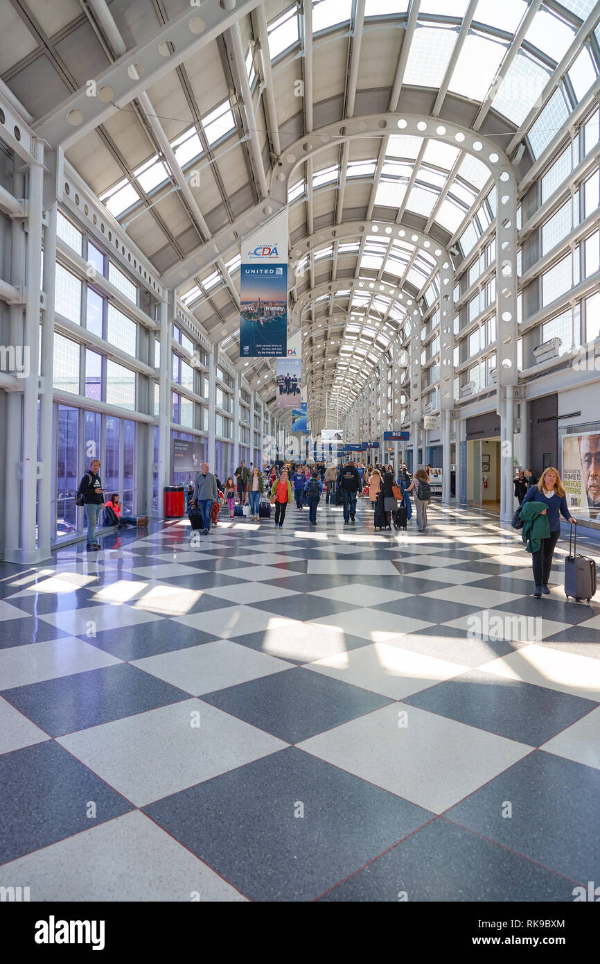 CHICAGO - APRIL 05, 2016: inside of O'Hare International Airport. O ...