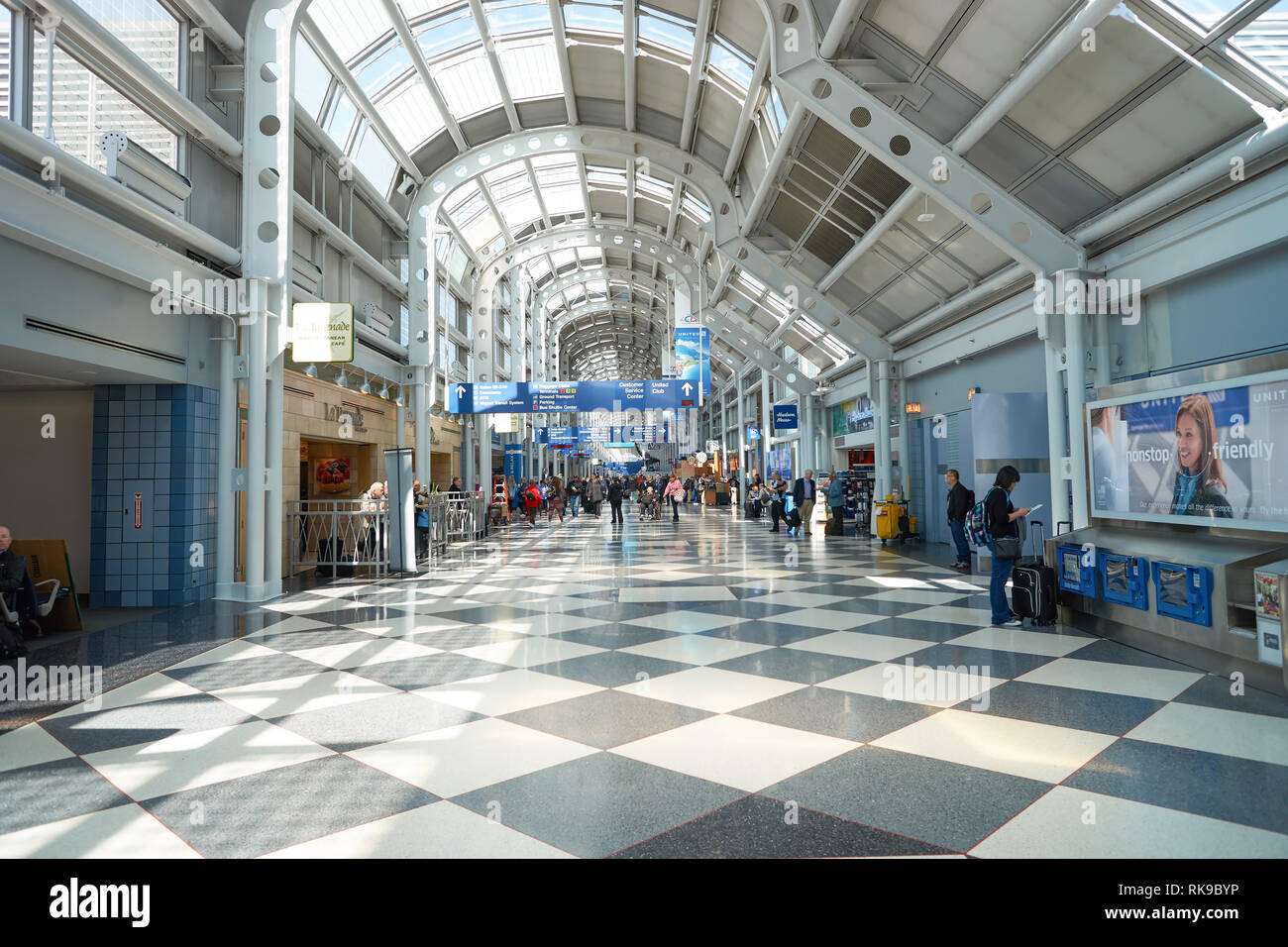 CHICAGO - APRIL 05, 2016: inside of O'Hare International Airport. O ...