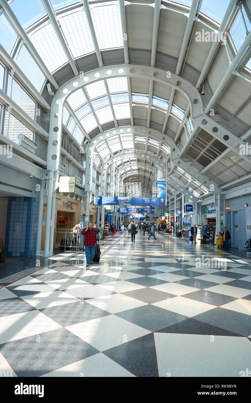 CHICAGO - APRIL 05, 2016: inside of O'Hare International Airport. O ...