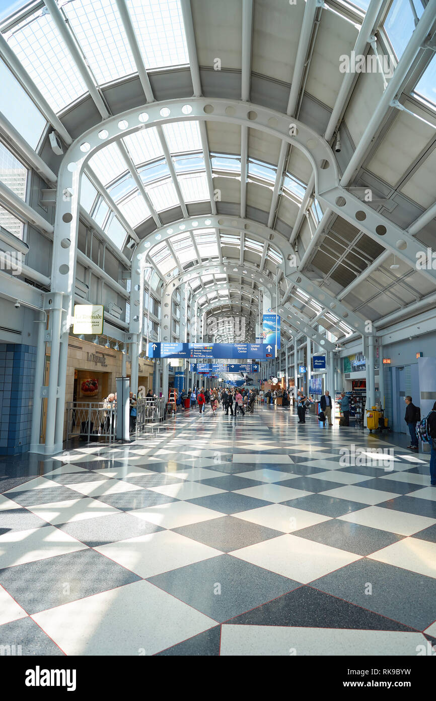 CHICAGO - APRIL 05, 2016: inside of O'Hare International Airport. O ...