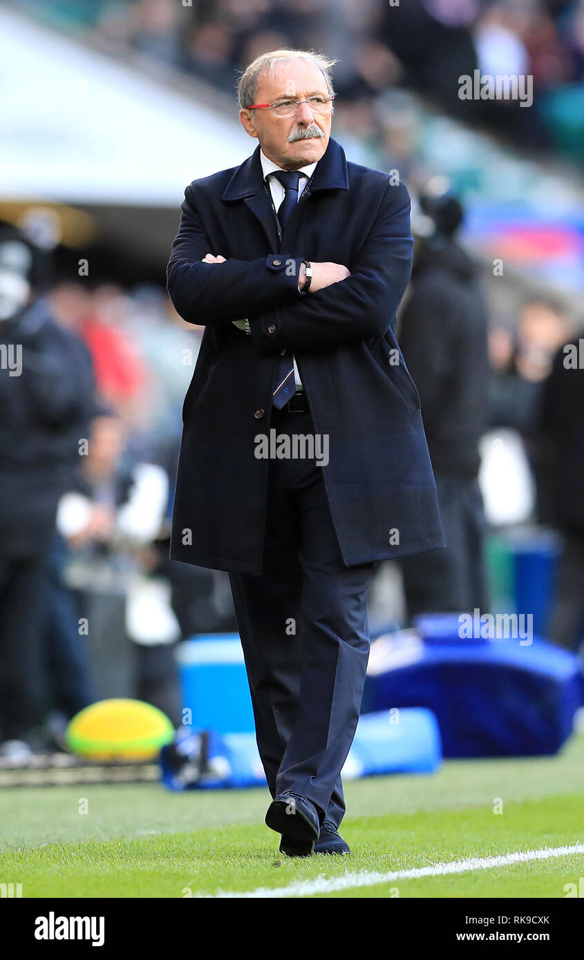 France head coach Jacques Brunel prior to kick-off during the Guinness ...