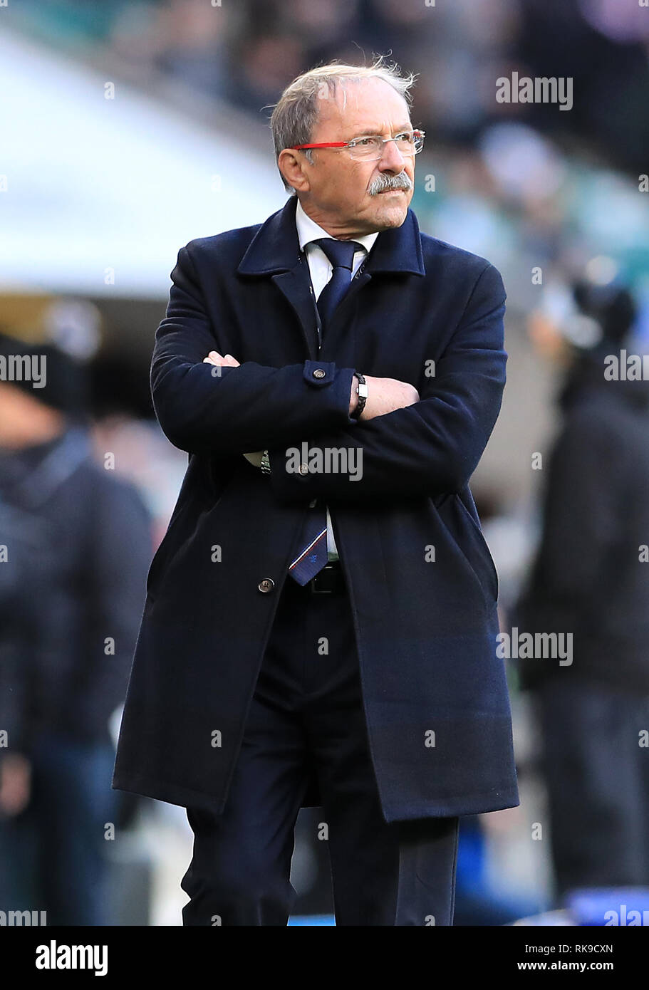 France head coach Jacques Brunel prior to kick-off during the Guinness ...