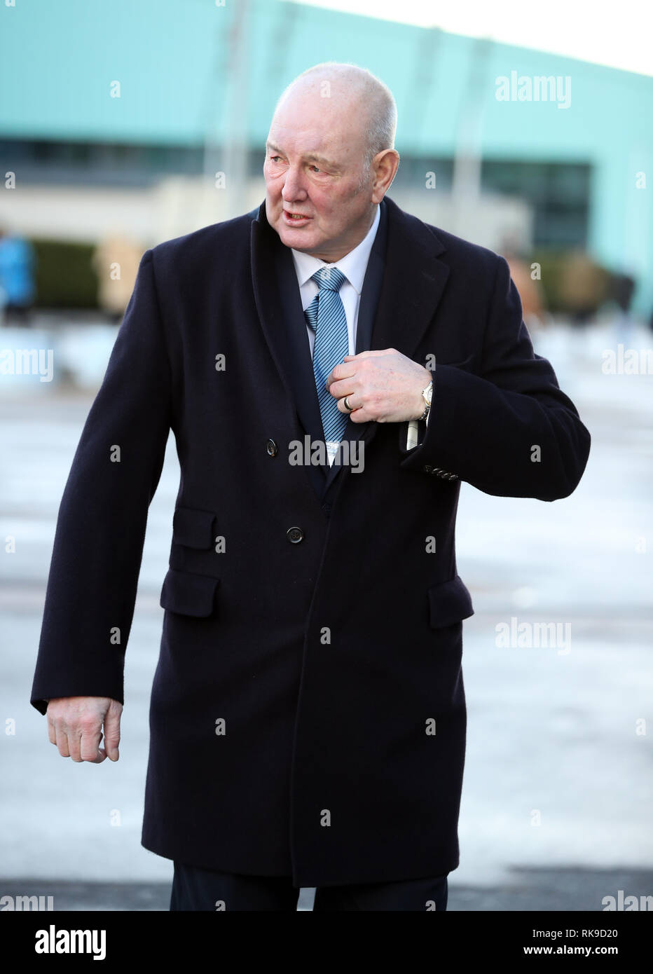 Joe Corrigan arrives for the Premier League match at the Etihad Stadium ...
