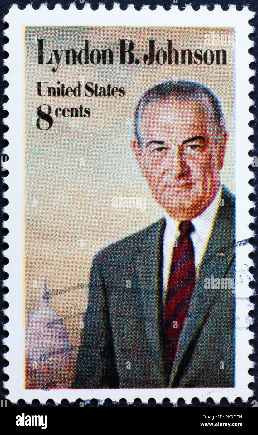 President Lindon Johnson on american postage stamp Stock Photo - Alamy
